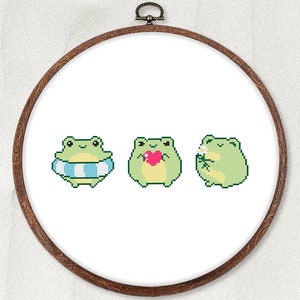 Tiny Frog Cross Stitch Pattern PDF - Kawaii Cute Baby Animal Funny ...