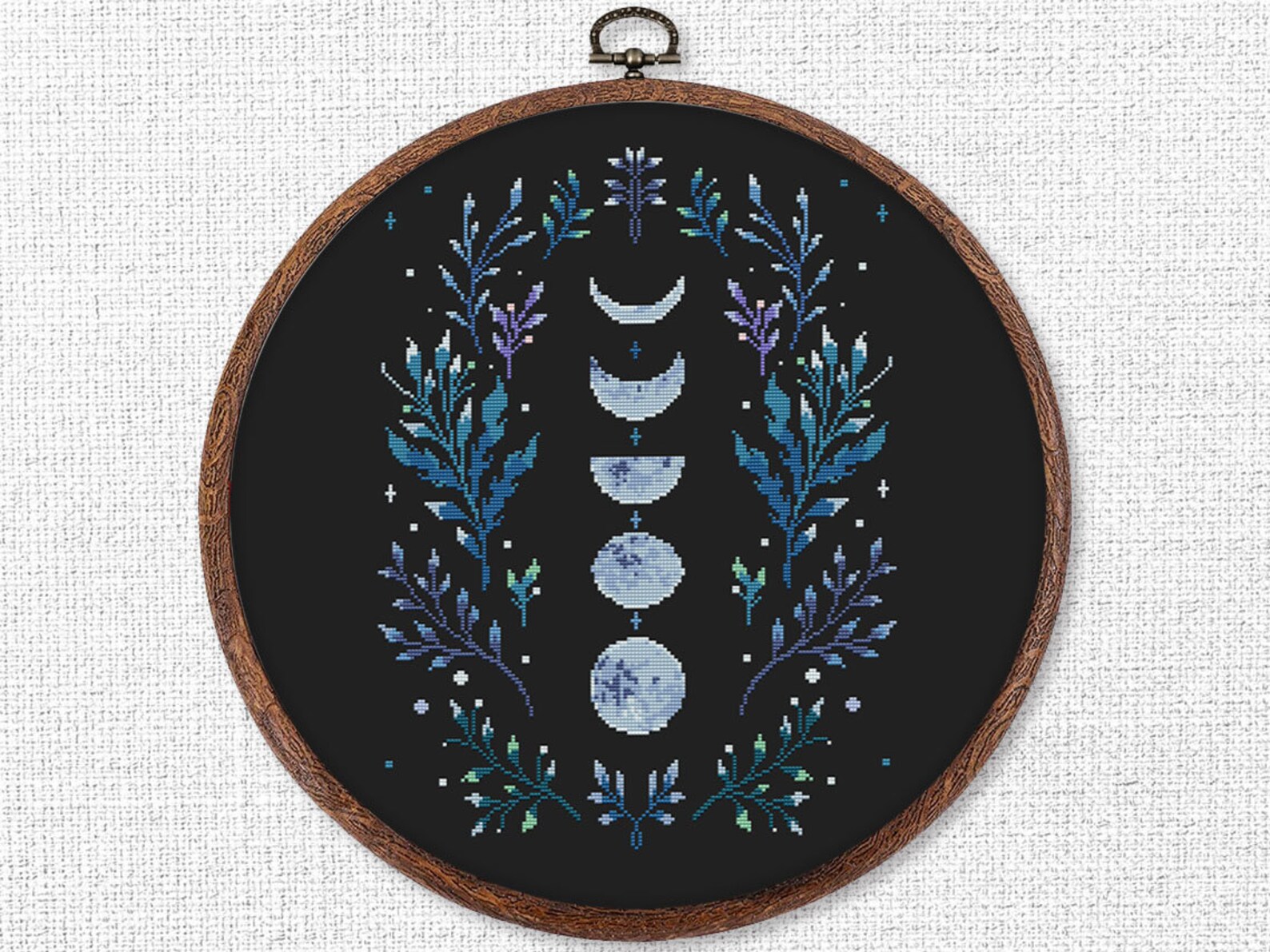Winter Witch Cross Stitch Pattern PDF Moon Phases Astronomy Forest ...