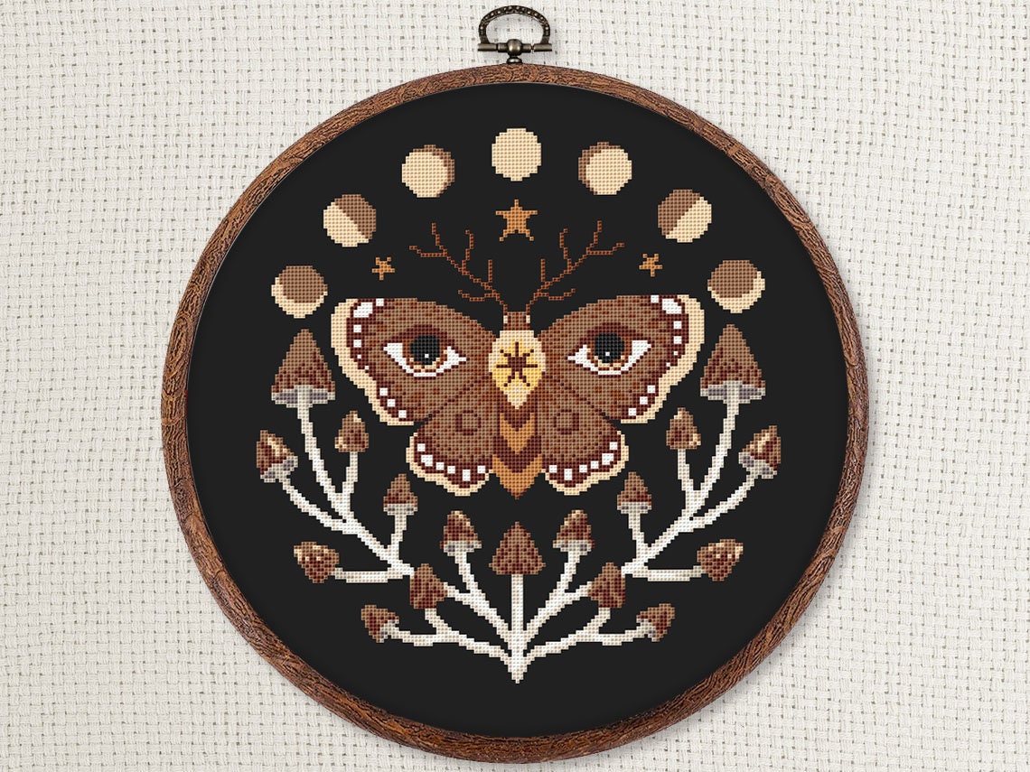 Dark Cottagecore Cross Stitch Pattern PDF Witch Forest Goth - Etsy