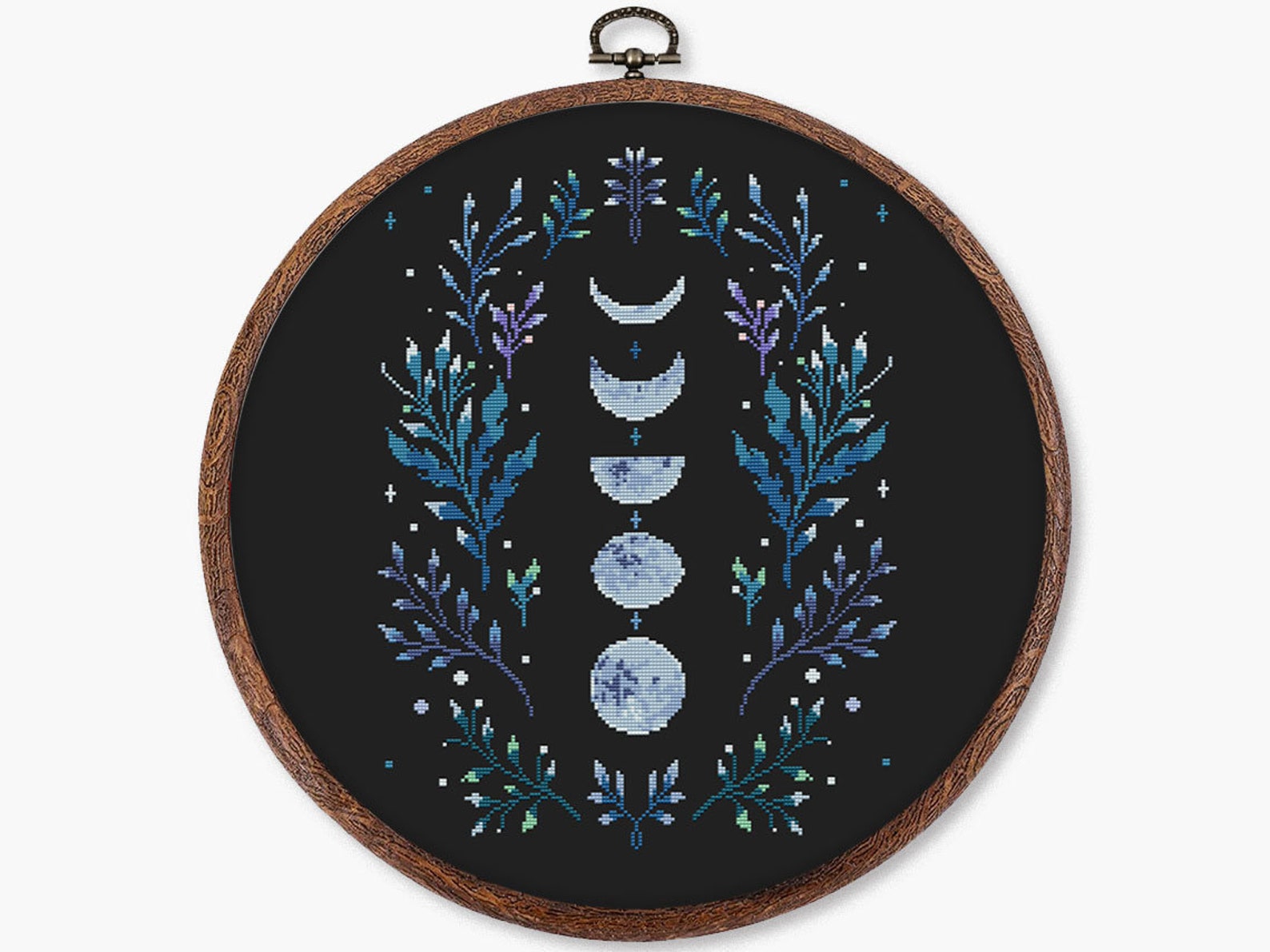 Winter Witch Cross Stitch Pattern PDF - Moon Phases Astronomy Forest ...