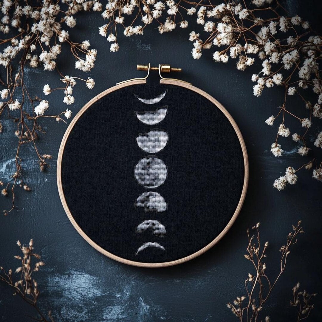 Moon Phase Cross Stitch Pattern PDF - Planet Astrology Embroidery ...