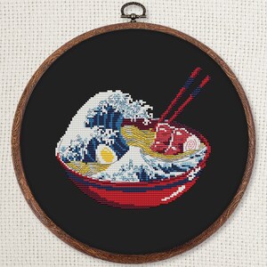 Ramen Cross Stitch Pattern PDF - Digital Download – the Great wave off ...