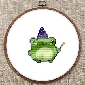 Wizard Frog Cross Stitch Pattern PDF - Magic Toad Cute Frog Fantasy ...