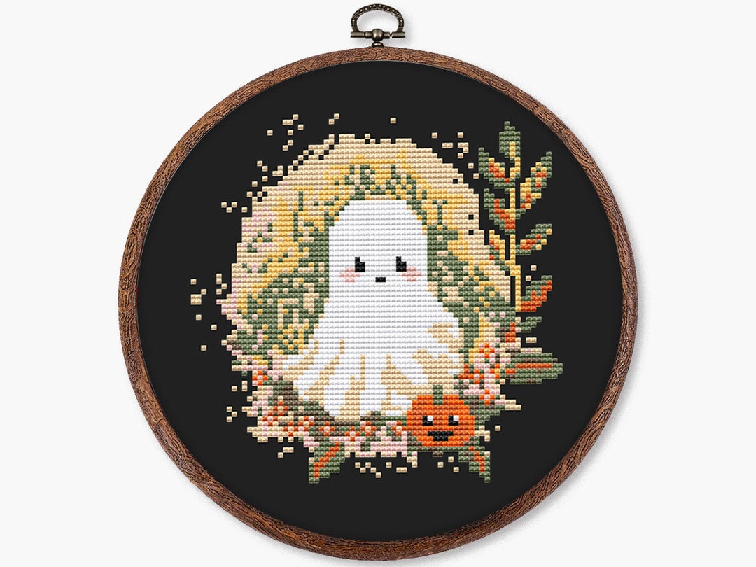Autumn Ghost Cross Stitch Pattern PDF Boo Gifts for Halloween Funny ...