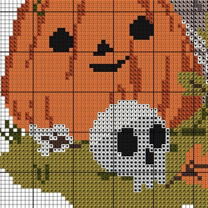Halloween Set Cross Stitch Pattern PDF Horror Pumpkin Cat - Etsy