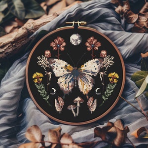 Witchy Butterfly Cross Stitch Pattern PDF - Crescent Moon Phases ...