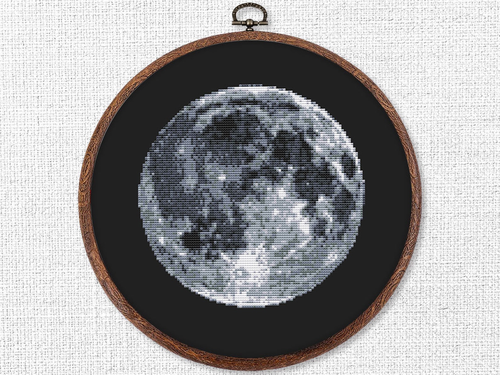 Moon Cross Stitch Pattern PDF - Modern Space Embroidery Planet Full ...