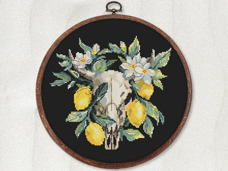 Witchy Lemon Skull Cross Stitch Pattern PDF - Digital Download CS66 - Etsy