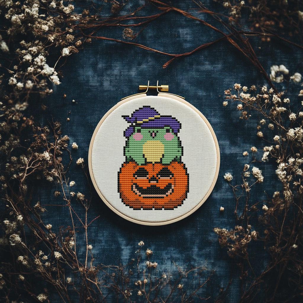 Cute Halloween Toad Cross Stitch Pattern PDF - Autumn Funny Pumpkin ...