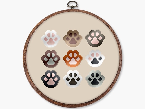 Cat Paw Cross Stitch Pattern PDF Digital Download Gift for - Etsy