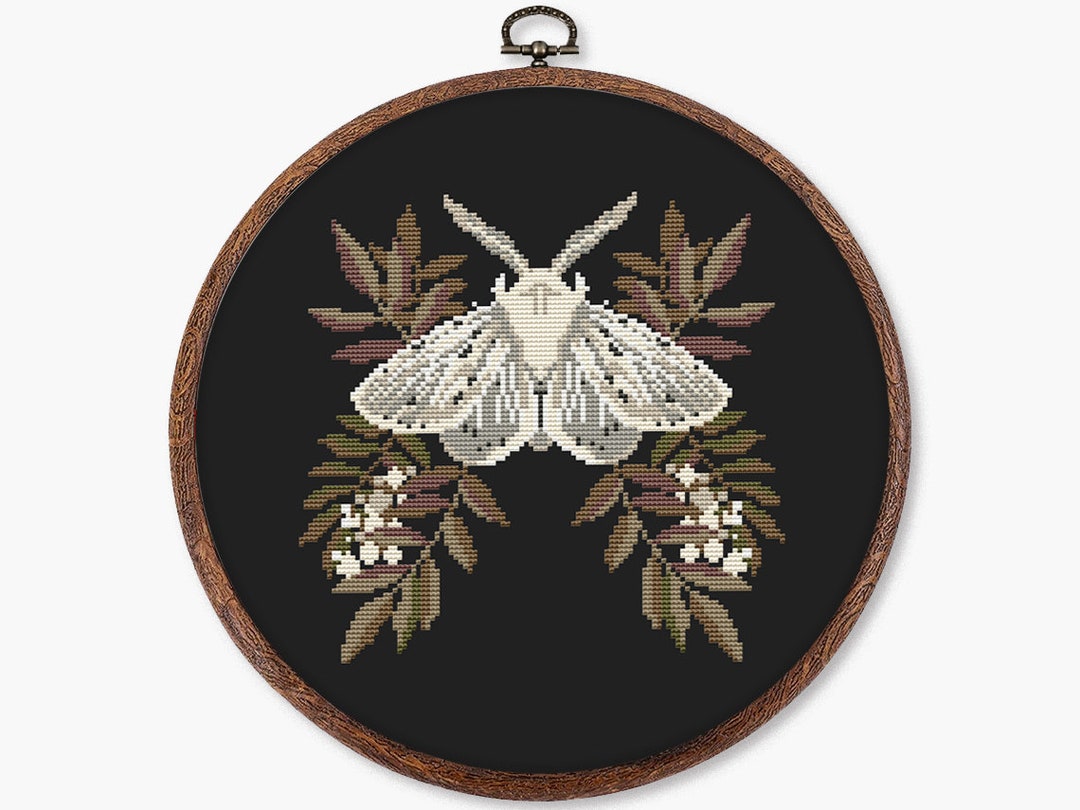 White Moth Cross Stitch Pattern PDF Insect Modern Butterfly Gothic ...