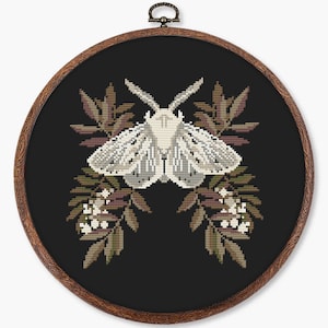 White Moth Cross Stitch Pattern PDF Insect Modern Butterfly Gothic ...