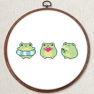 Tiny Frog Cross Stitch Pattern PDF - Kawaii Cute Baby Animal Funny ...