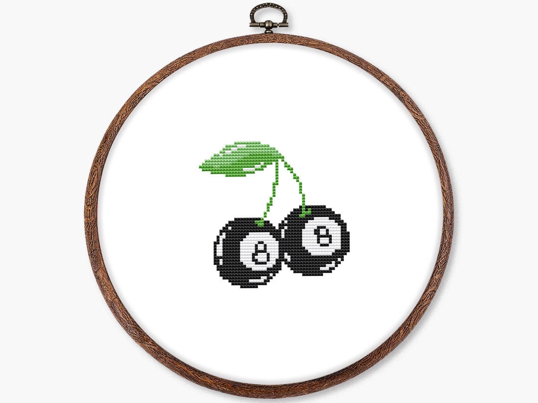 Retro 8 Ball Cherries Cross Stitch Pattern PDF - Magic Eight Ball ...