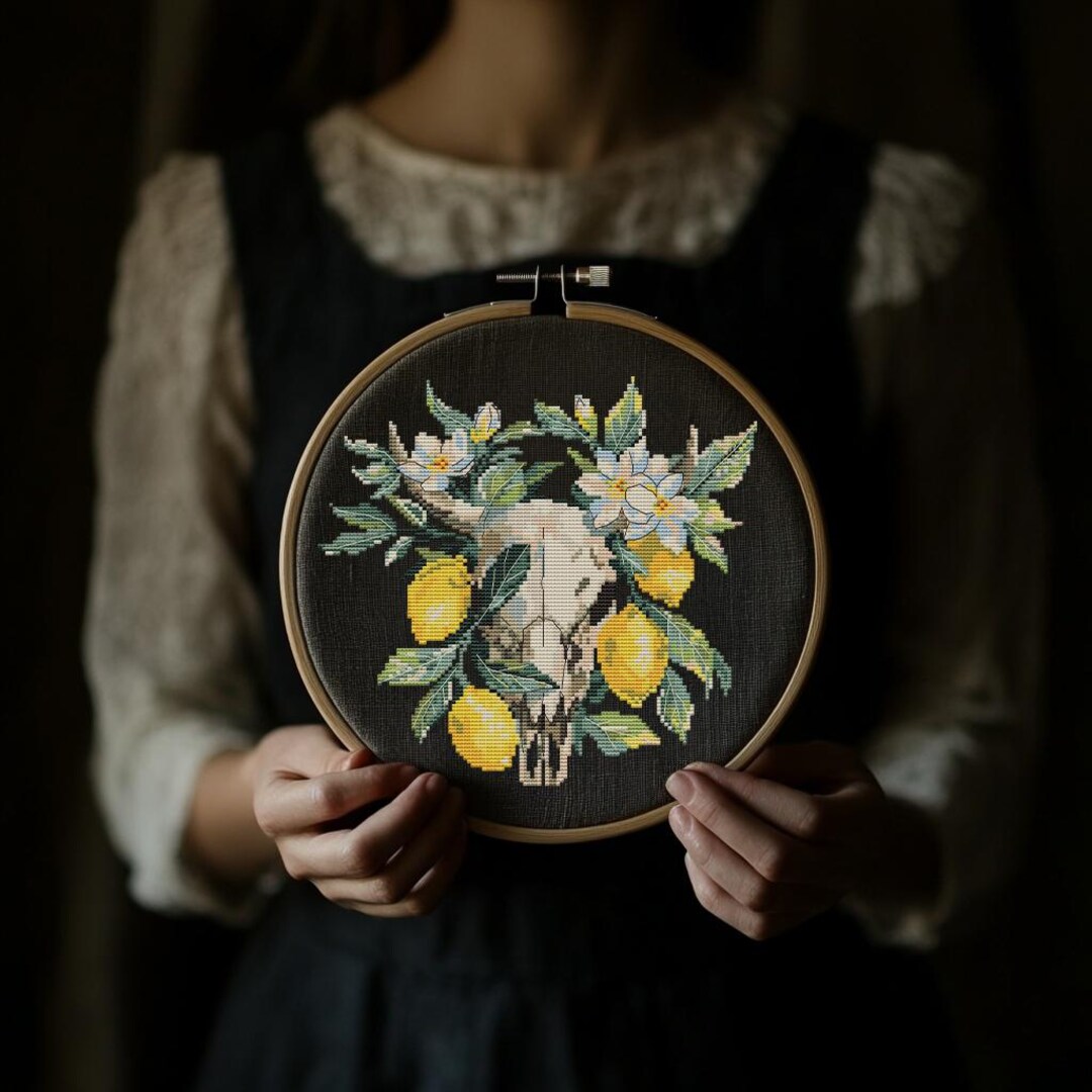 Witchy Lemon Skull Cross Stitch Pattern PDF - Digital Download CS66 - Etsy