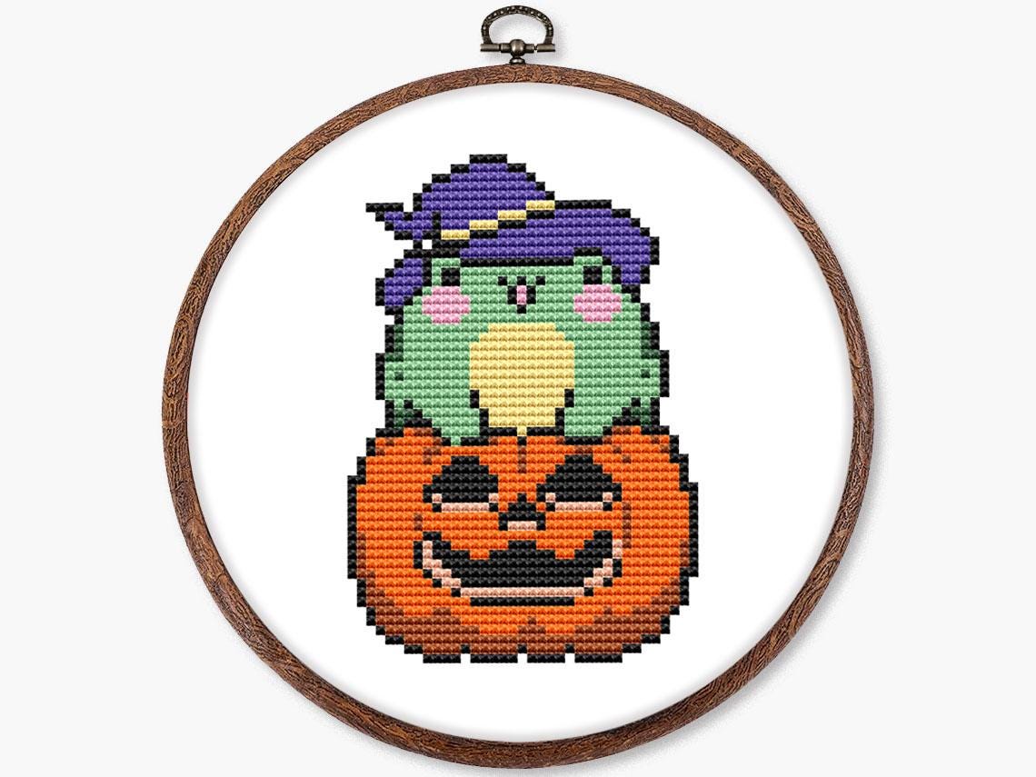 Cute Halloween Toad Cross Stitch Pattern PDF - Autumn Funny Pumpkin ...
