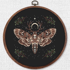 Death Head Moth Cross Stitch Pattern PDF Black Witch Craft Crescent ...