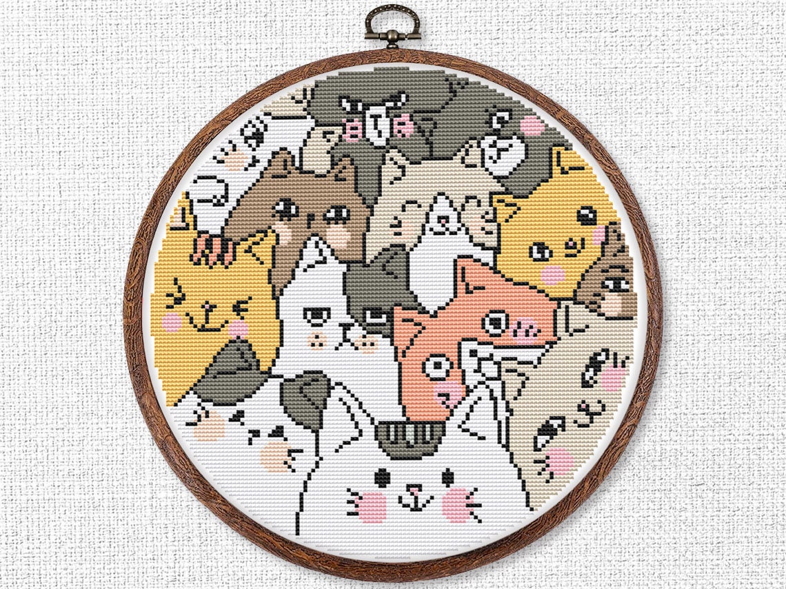 Cat Cross Stitch Pattern PDF Digital Download Animal Funny - Etsy