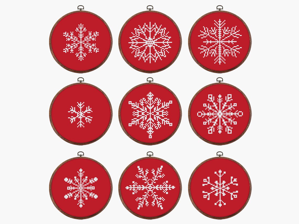 Snowflake Cross Stitch Pattern PDF - Modern Easy Winter Ornament ...