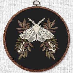 White Moth Cross Stitch Pattern PDF Insect Modern Butterfly Gothic ...
