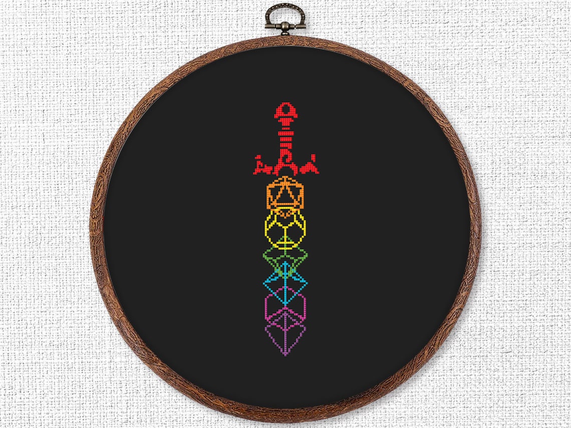 Dice Sword Cross Stitch Pattern PDF Digital Download D20 - Etsy