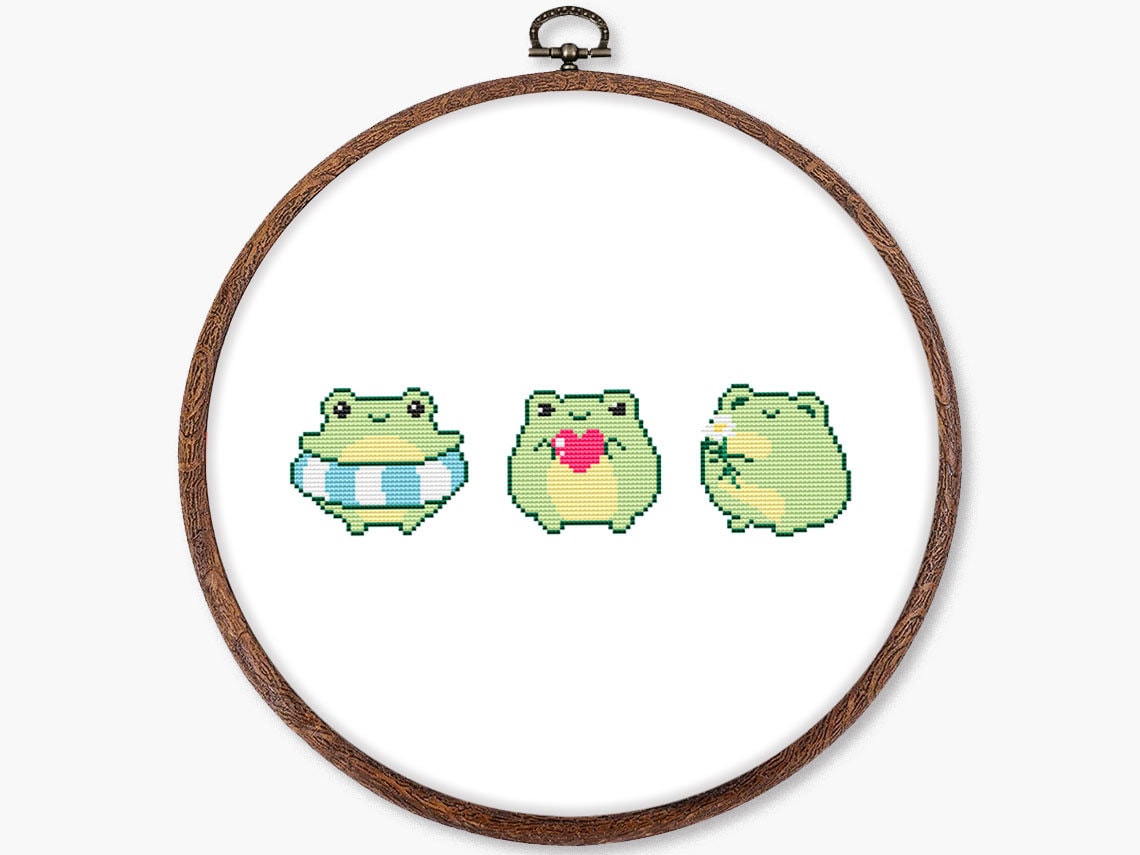 Tiny Frog Cross Stitch Pattern PDF - Kawaii Cute Baby Animal Funny ...