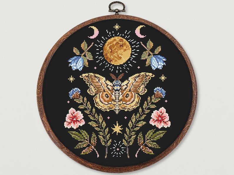 Moth Cross Stitch Pattern PDF Digital Download Insect - Etsy