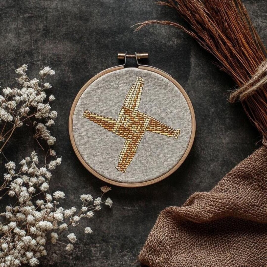 Brigid's Cross Pattern - Imbolc Witchy Embroidery Design - Digital ...