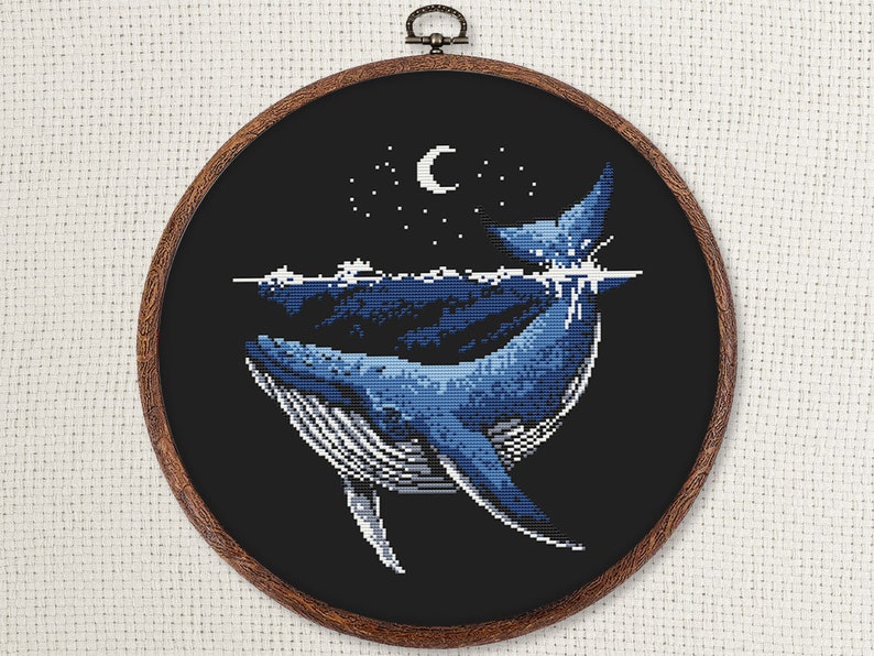 Whale Decor Cross Stitch Pattern PDF Sea Ocean Modern - Etsy