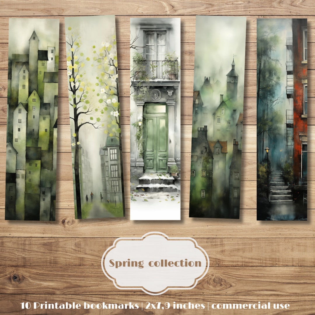 10 Spring Bookmark Designs Printable JPG Bookmarks Digital Download ...