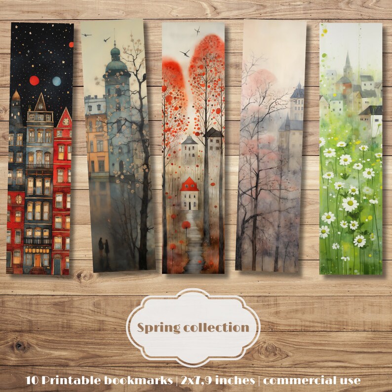 10 Spring Bookmark Designs Printable JPG Bookmarks Digital Download ...