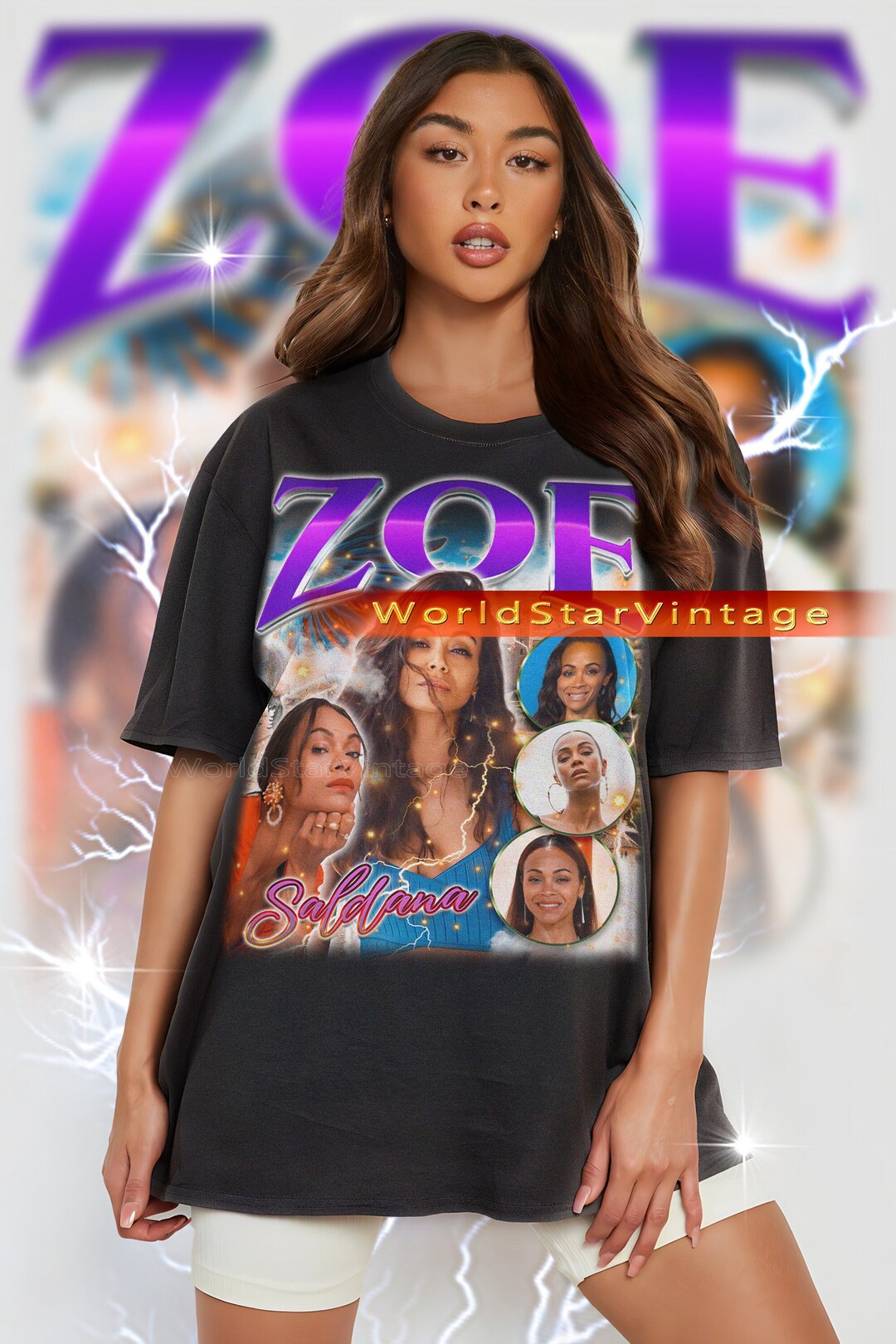 ZOE SALDANA Vintage Shirt, Zoe Saldana Homage Tshirt, Zoe Saldana Fan ...