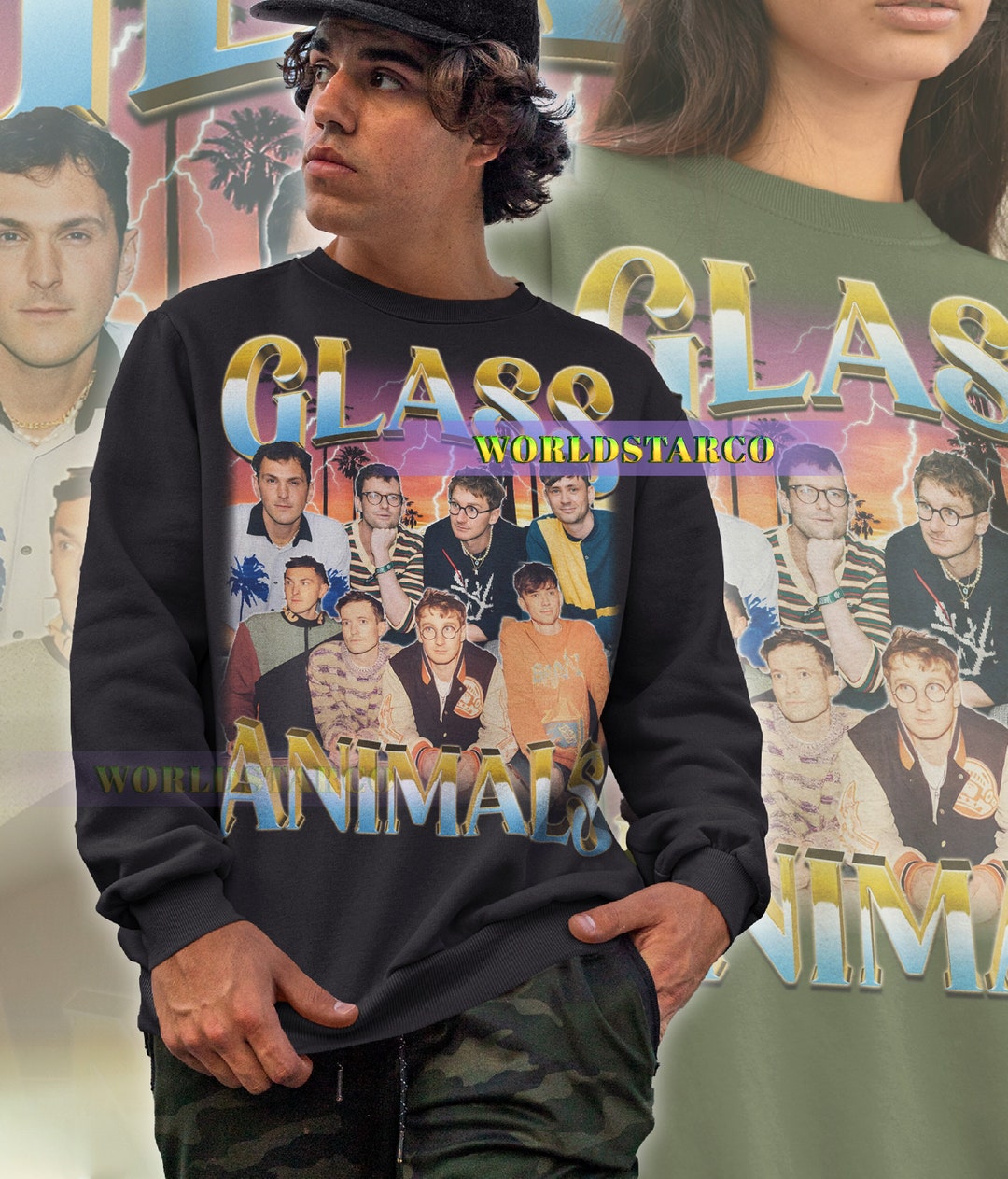 GLASS ANIMALS Vintage Sweatshirt, Glass Animals Homage Sweater, Glass ...