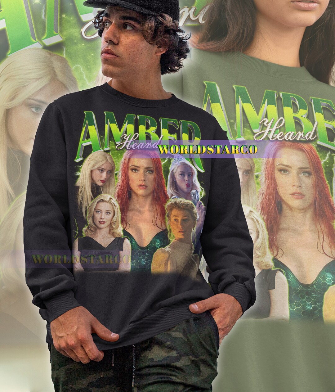 AMBER HEARD Vintage Sweatshirt, Amber Heard Homage Sweater, Amber Heard ...