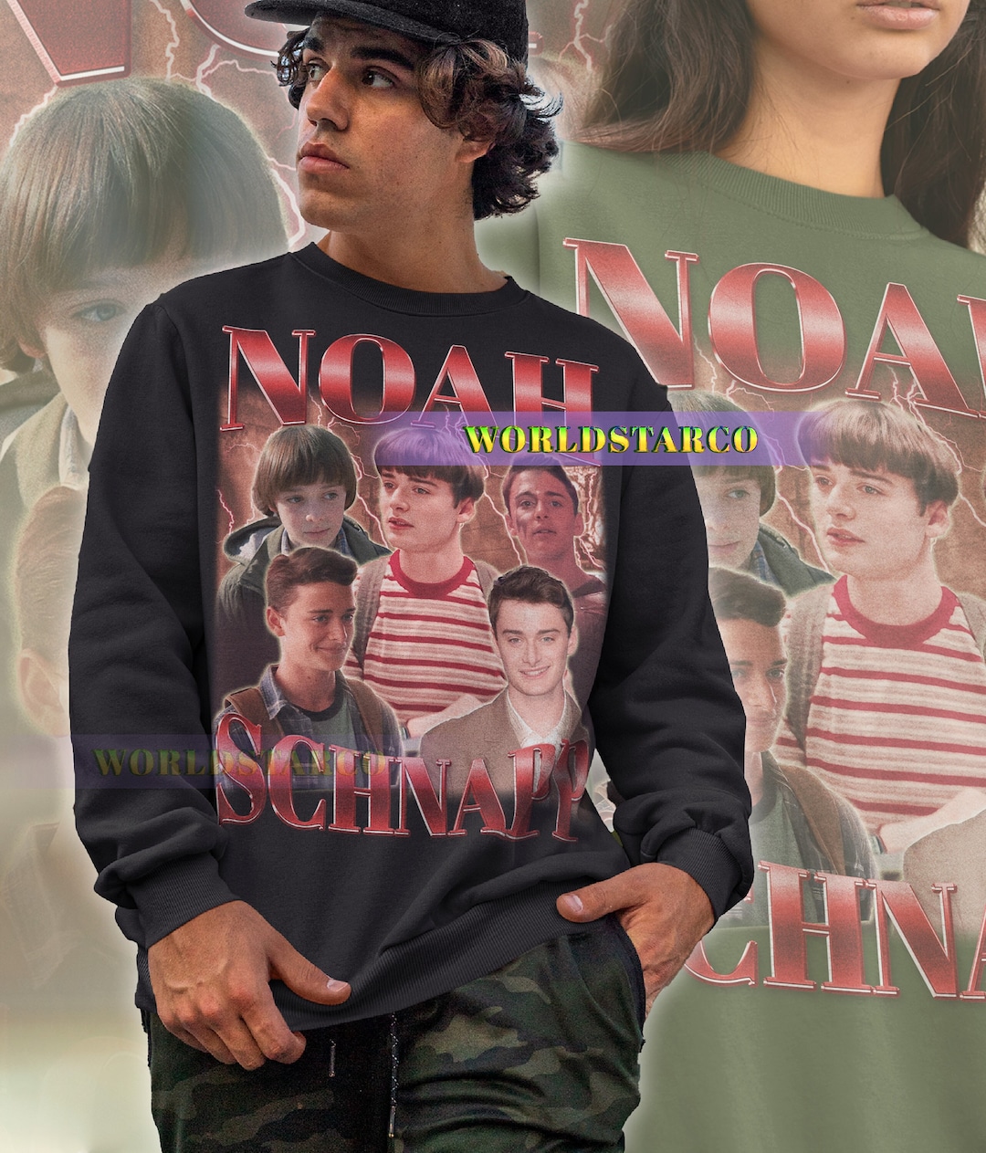 NOAH SCHNAPP Sweatshirt, Vintage Noah Schnapp Homage Sweater, Cute Haircut Noah Schnapp, Noah ...