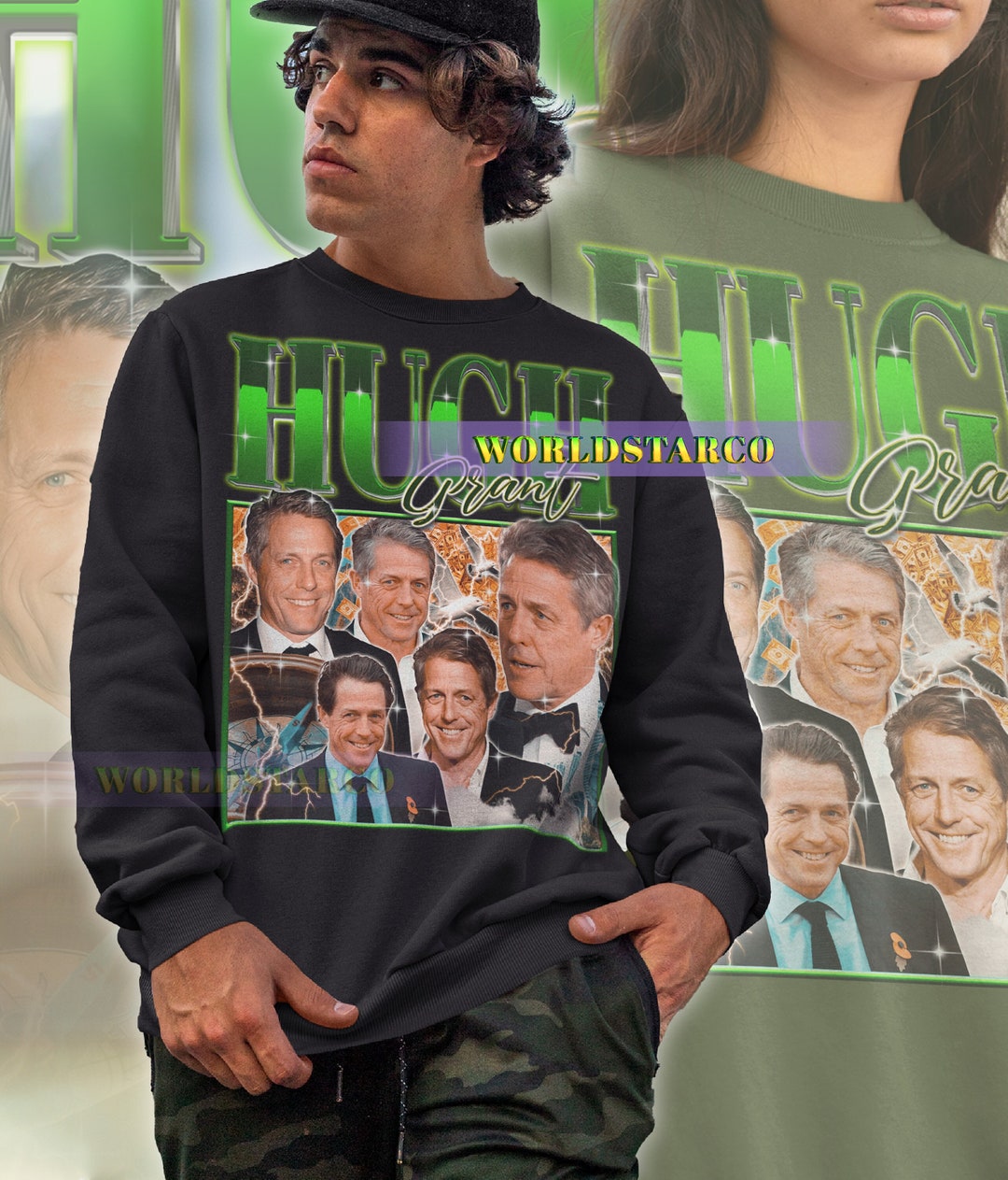 Moletom vintage HUGH GRANT, suéter Hugh Grant Homage, camisetas Hugh ...