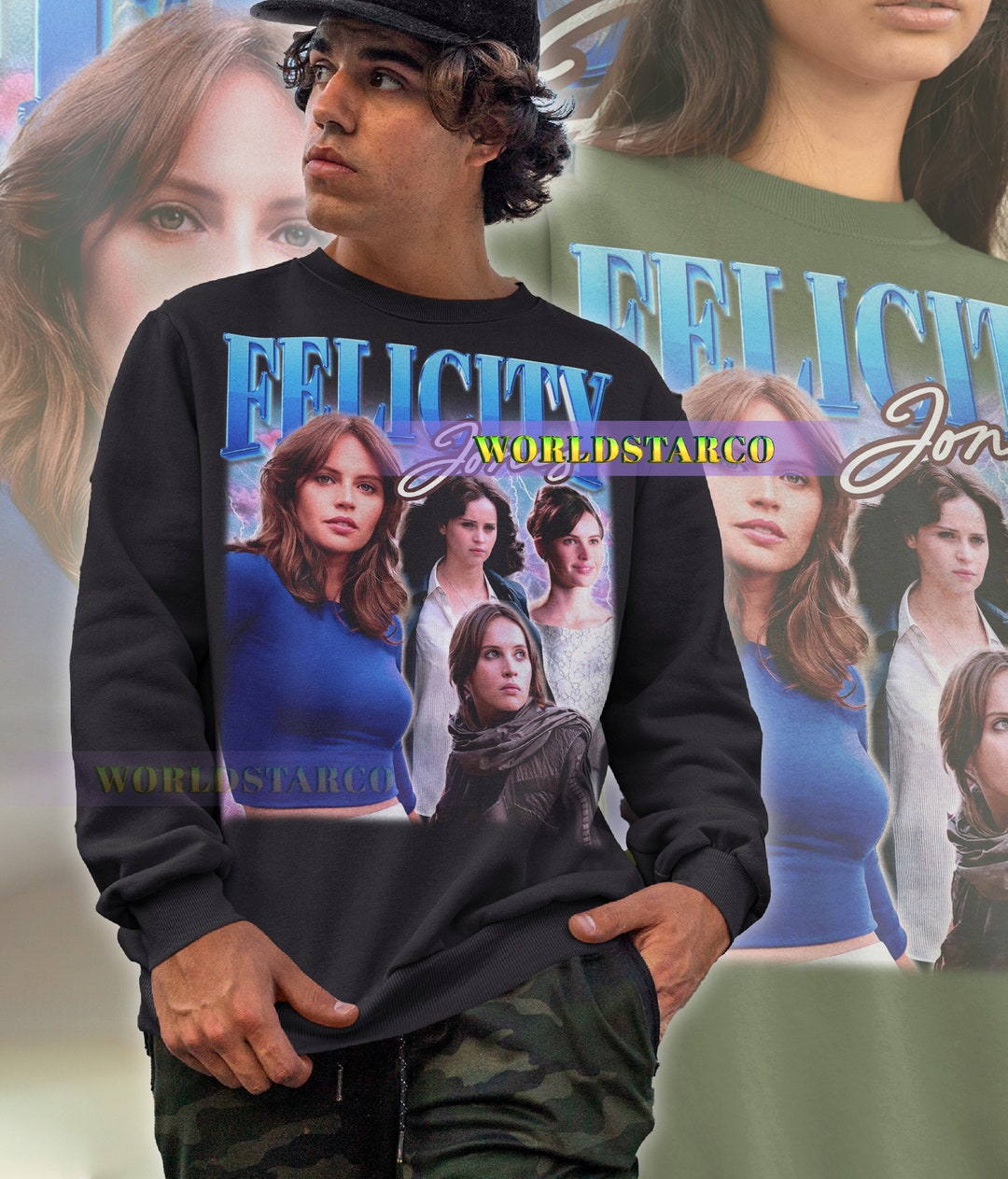 FELICITY JONES Vintage Sweatshirt, Felicity Jones Homage Sweater, Felicity Jones Fan, Felicity ...