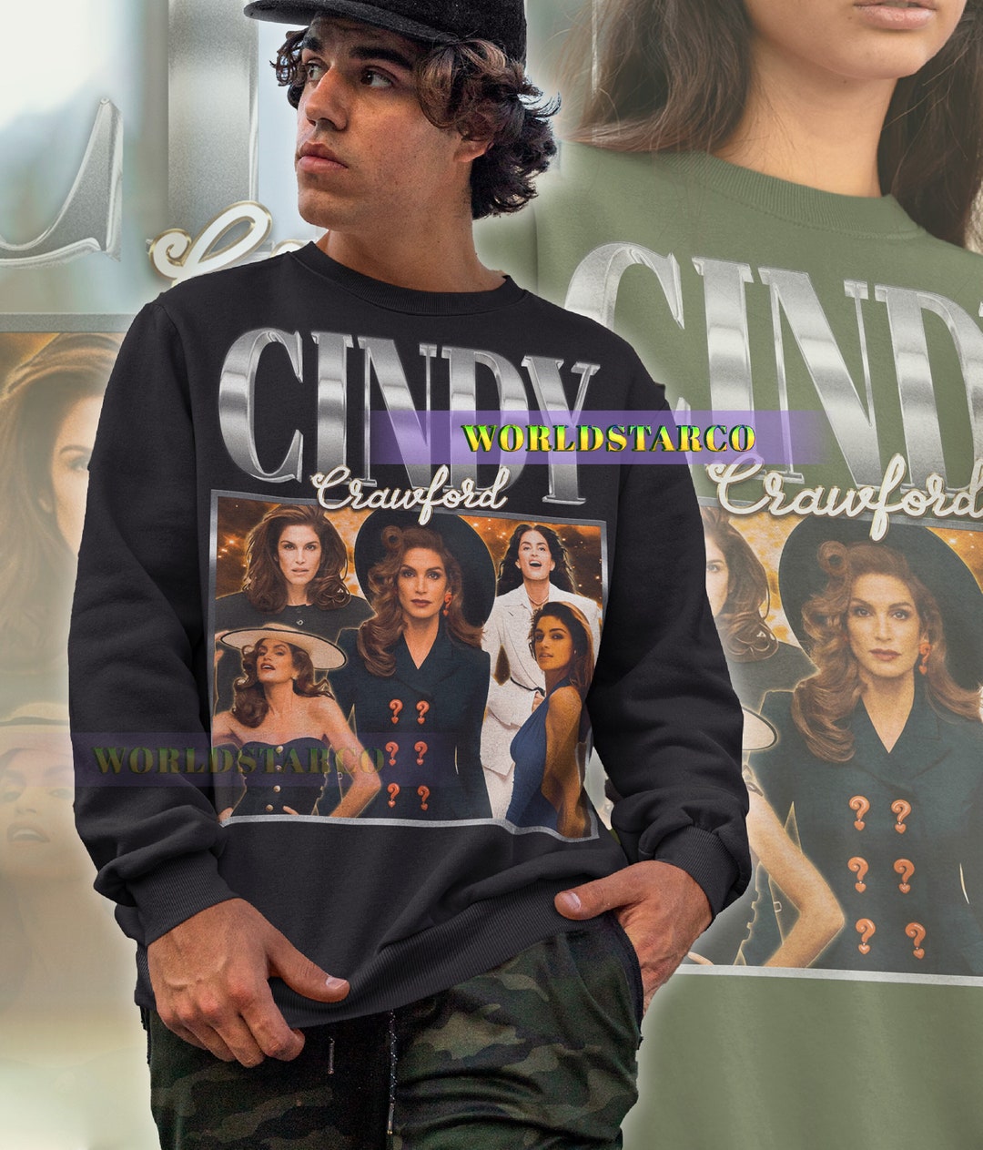 CINDY CRAWFORD Vintage Sweatshirt, Cindy Crawford Homage Sweater, Cindy ...