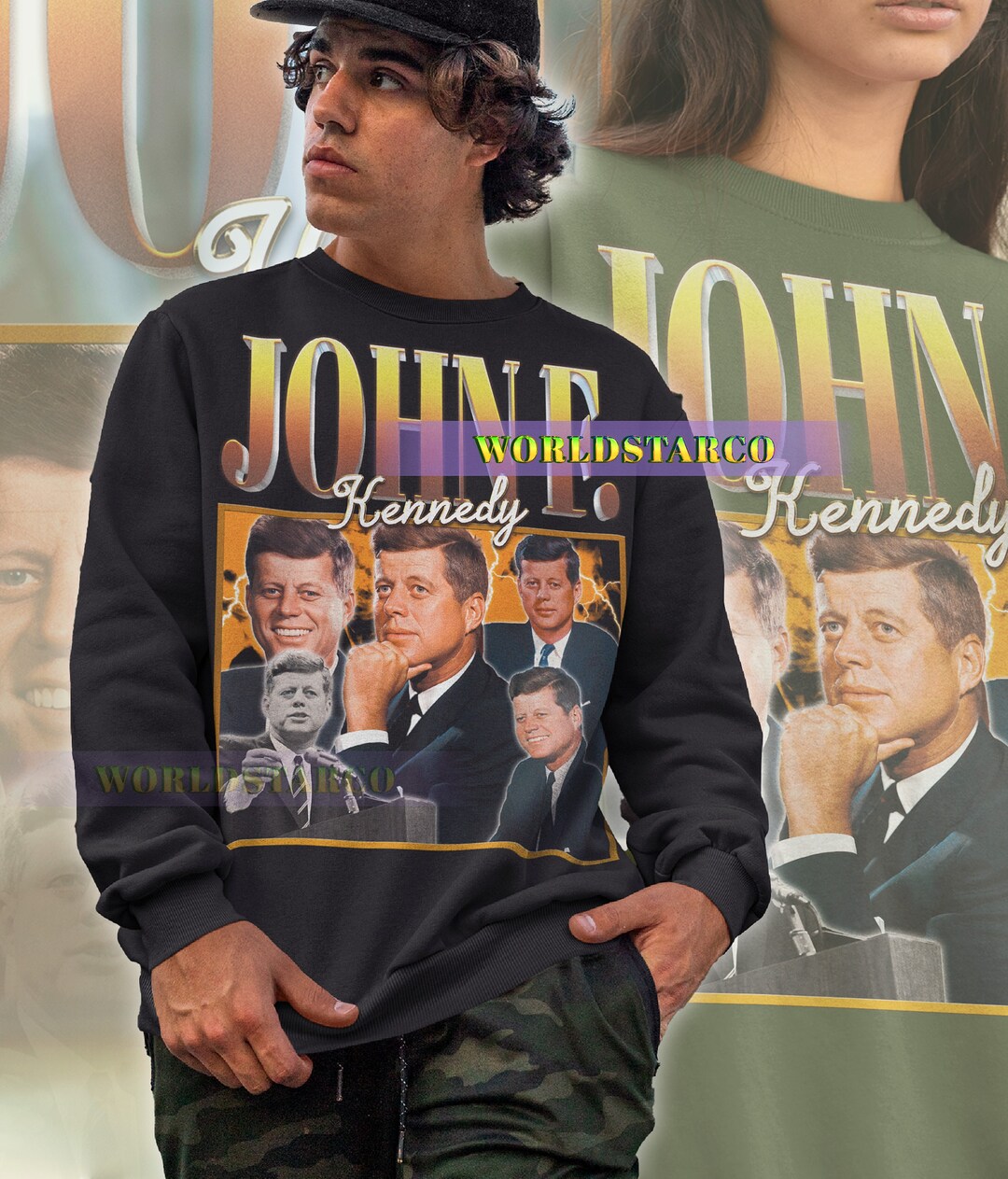JOHN F. KENNEDY Vintage Sweatshirt, John F. Kennedy Homage Sweater ...