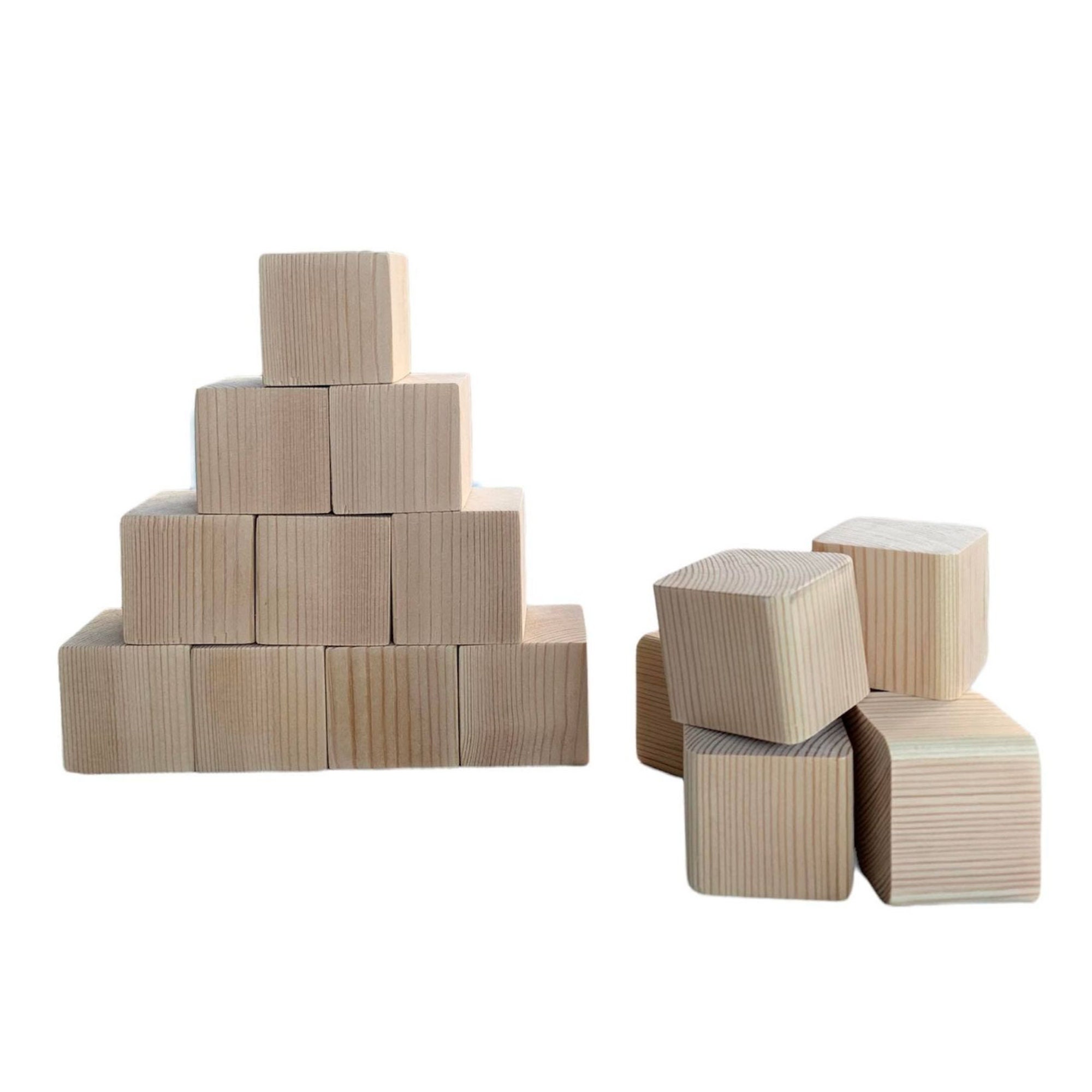 Wood Blocks Sets of 10, 20, 30, 40 or 50 Pieces, Wooden Block Toys for ...