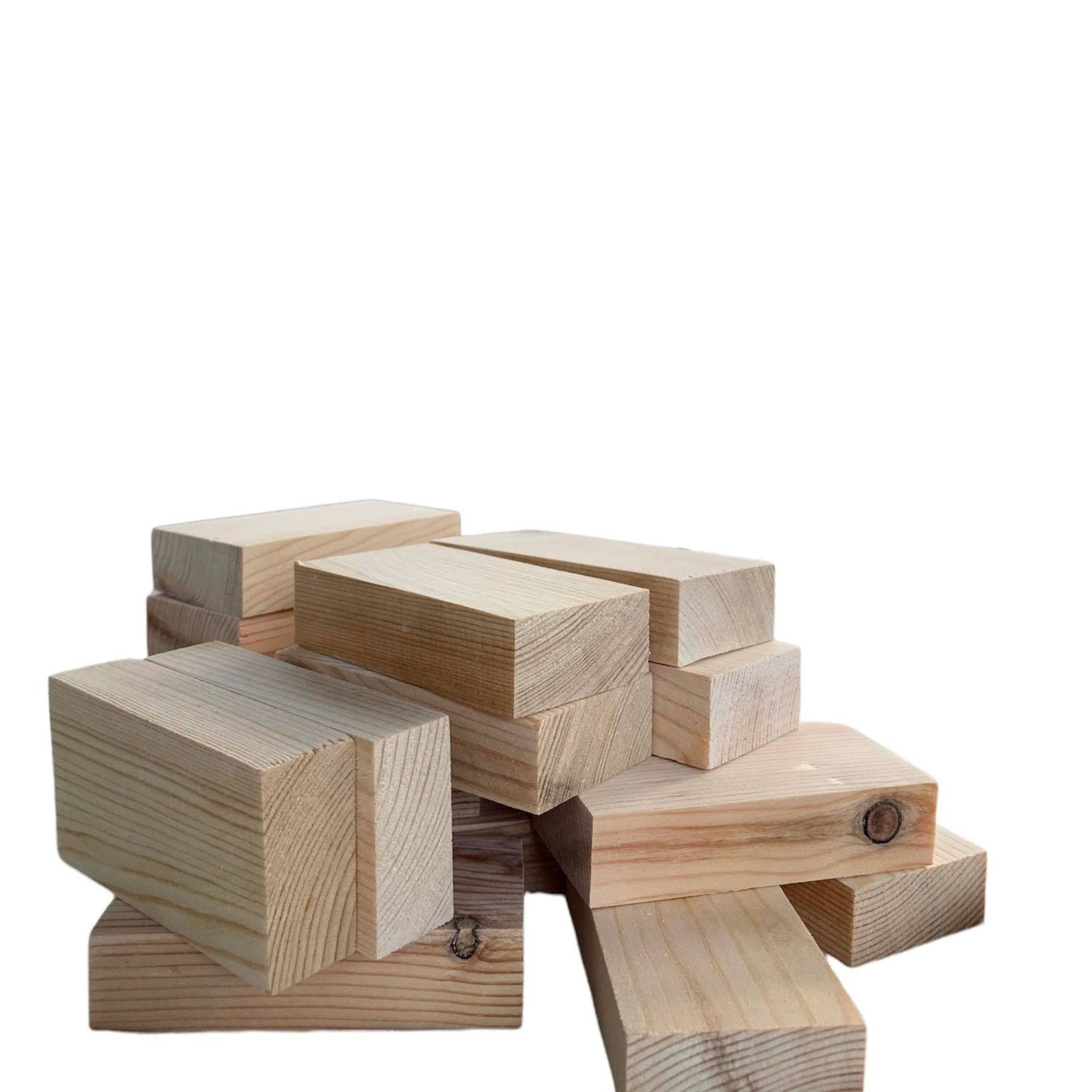 Wood Blocks Sets of 10, 20, 30, 40 or 50 Pieces, Wooden Block Toys for ...