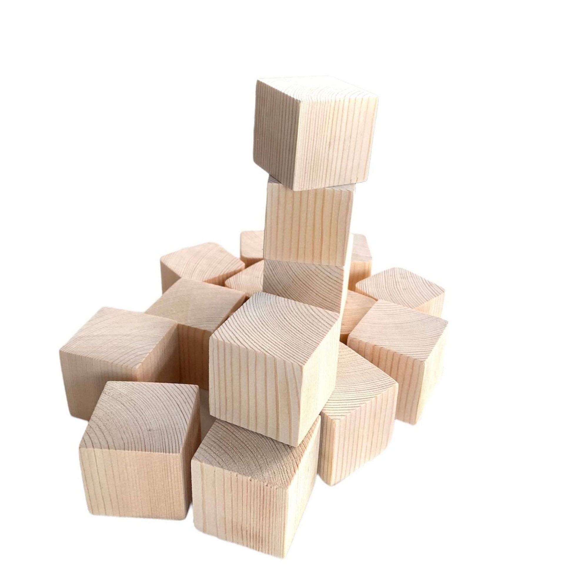 Wood Blocks Sets of 10, 20, 30, 40 or 50 Pieces, Wooden Block Toys for ...