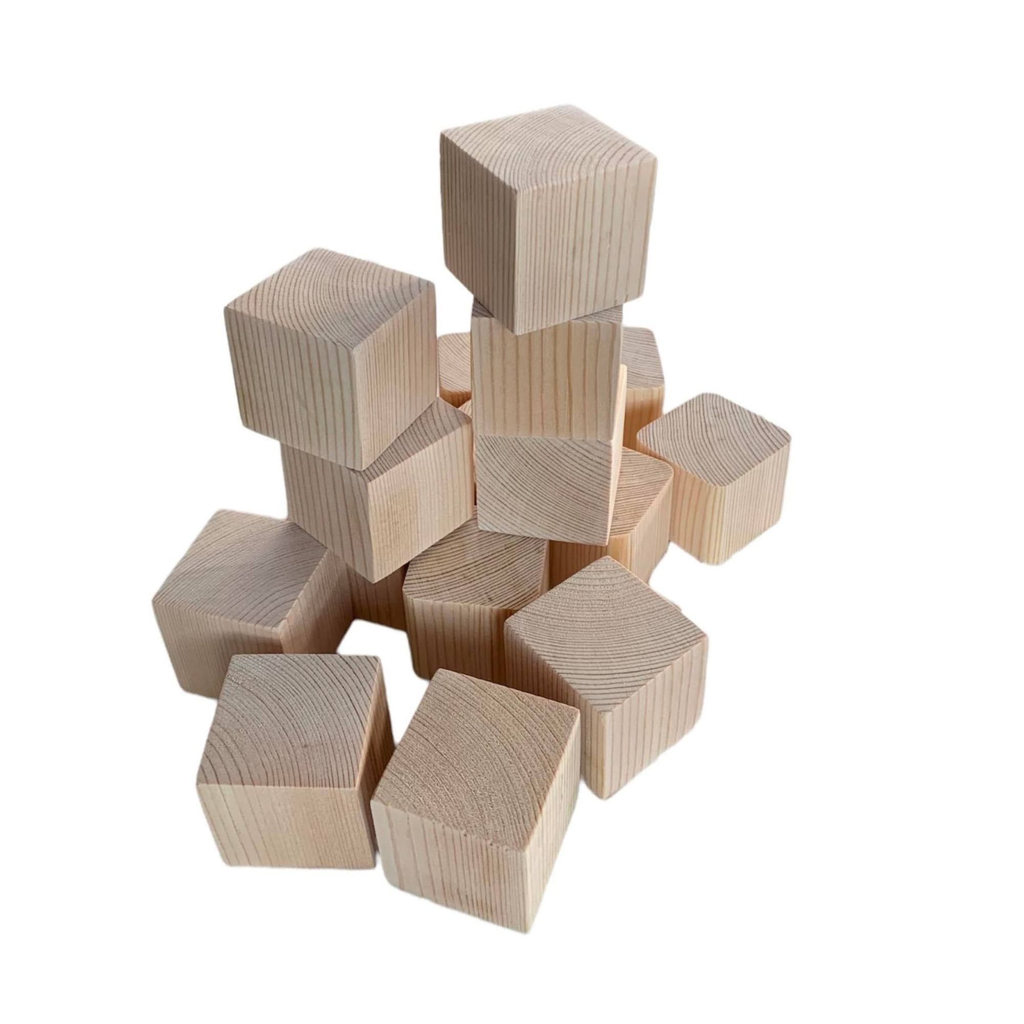 Wood Blocks Sets of 10, 20, 30, 40 or 50 Pieces, Wooden Block Toys for ...