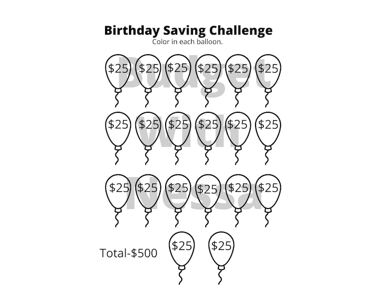 Birthday Savings Challenge - Etsy