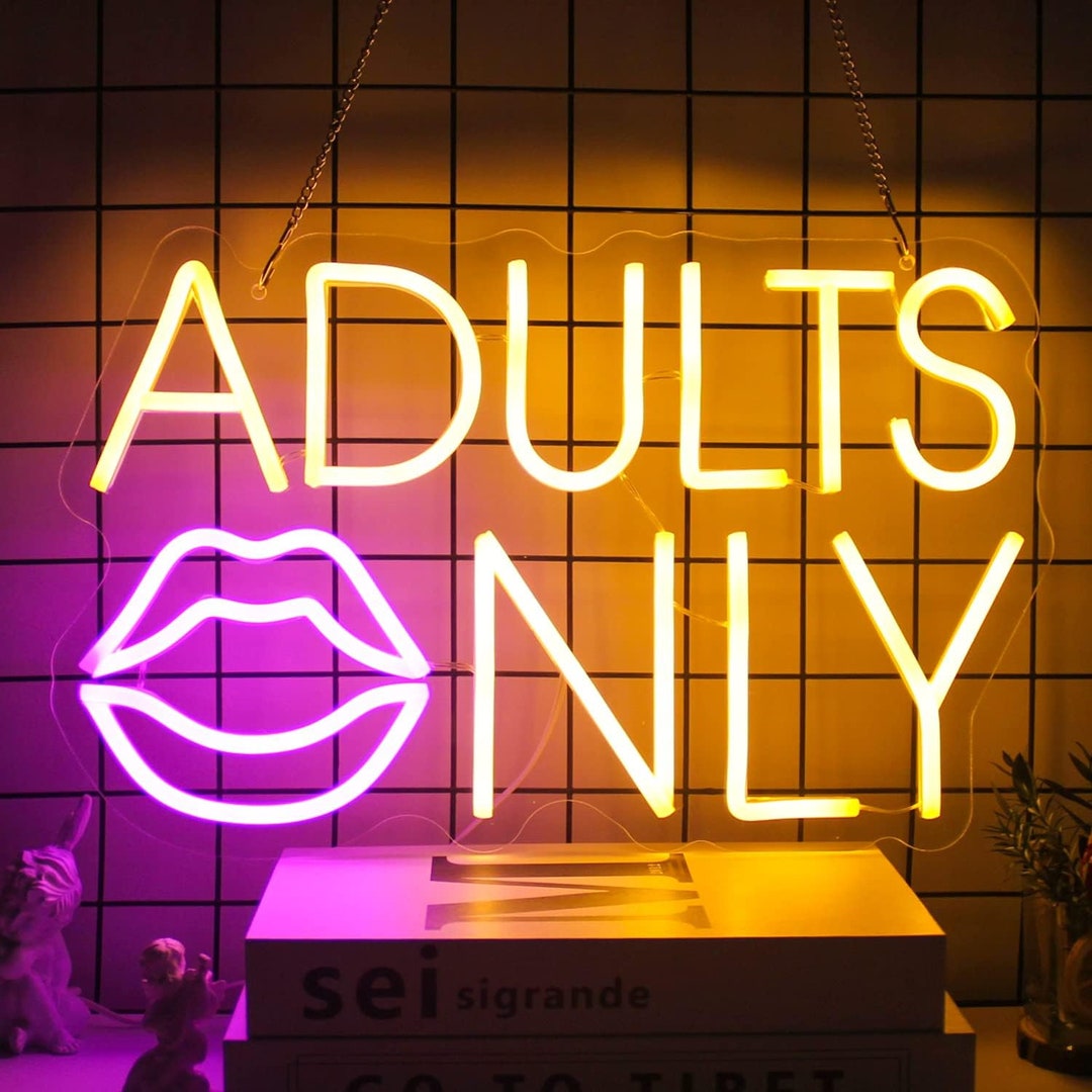 Adults Only Neon Sign Pink Sexy Lips Home Decoration Cafe Etsy