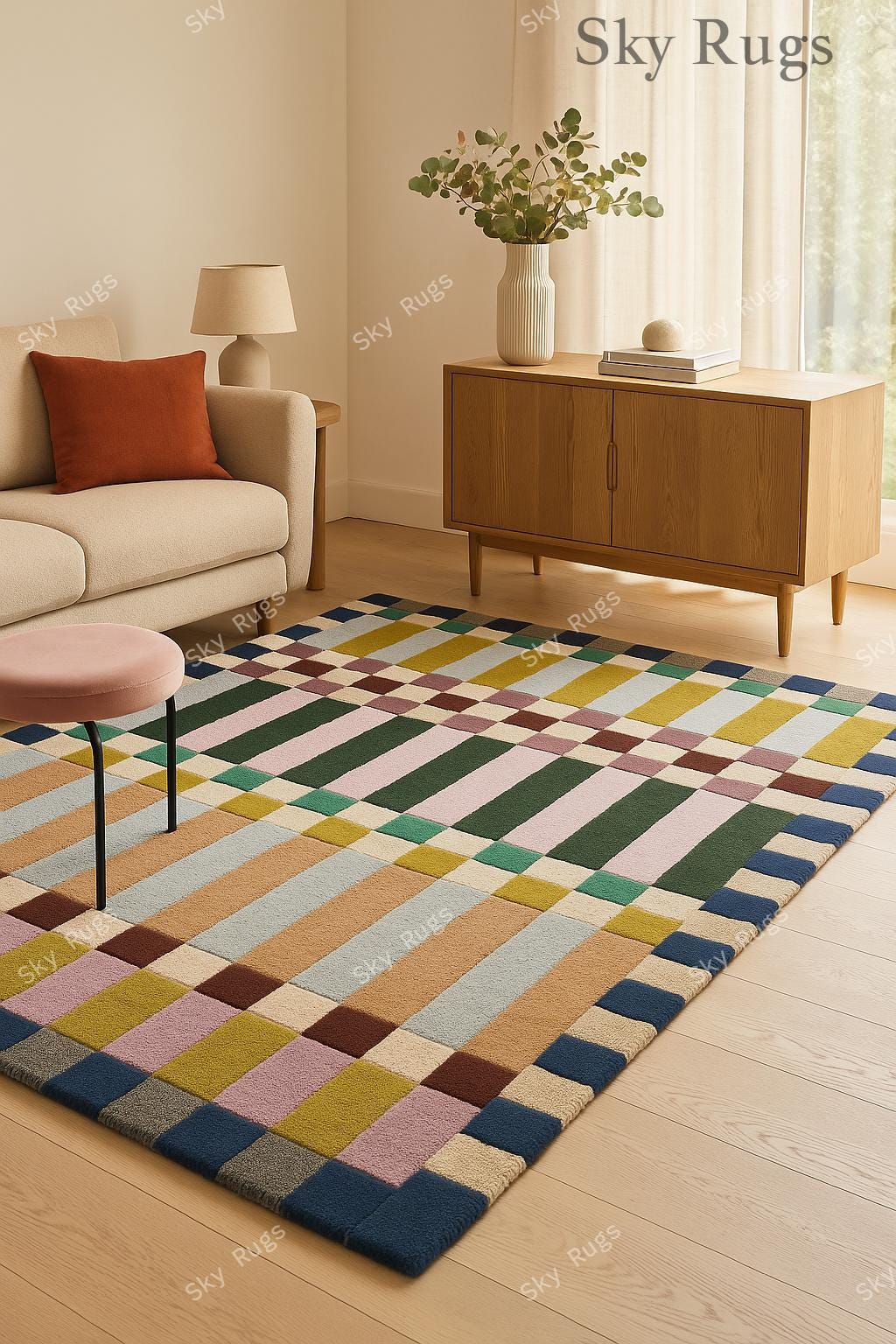 Handmade Multicolor Wool Area Rug for Livingroom, Kids Room, Nursery ...