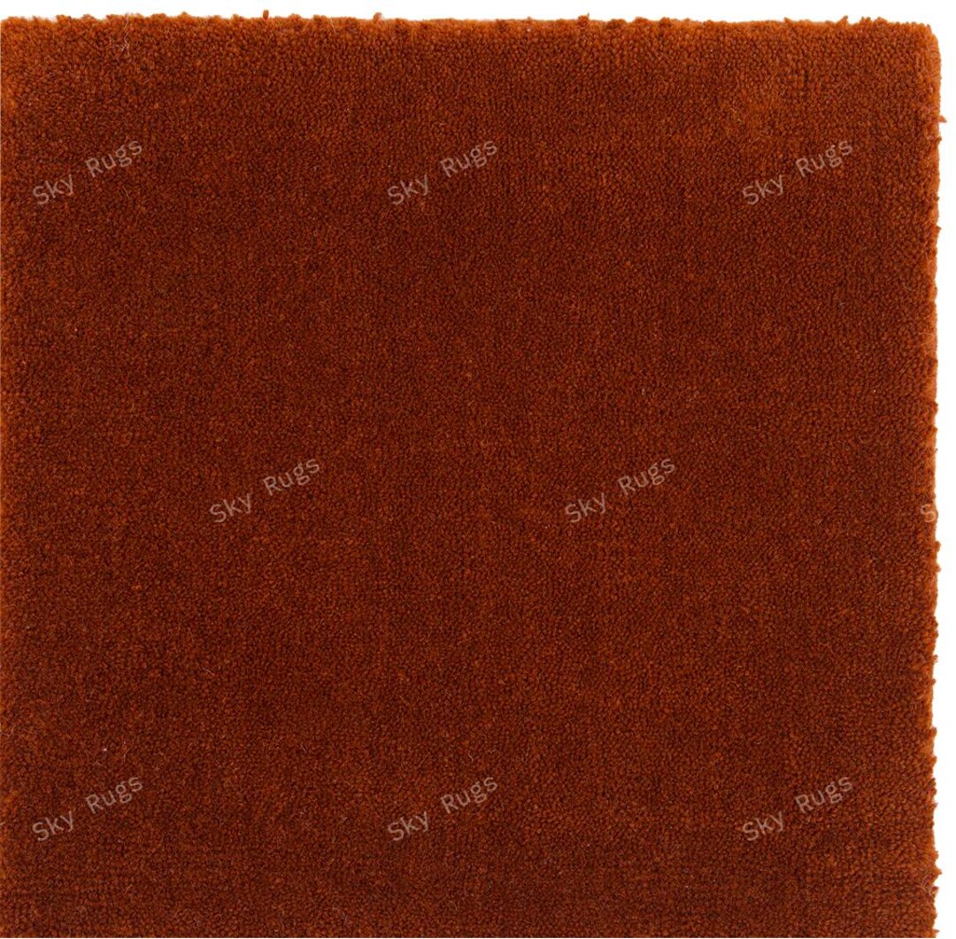 Cut Pile Wool Rug Solid Brick Red Hand Tufted Area Rug for Livingroom ...