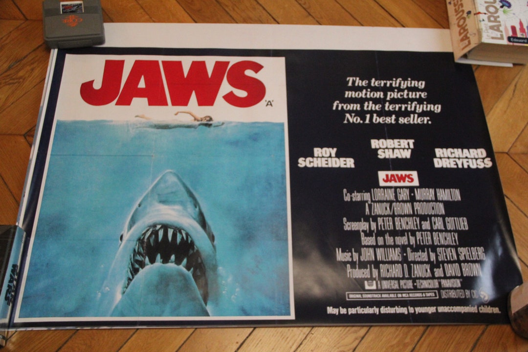 Jaws 1975 Quad UK Reproduction Print Poster Jaws Scheider 30x40/ 76 ...