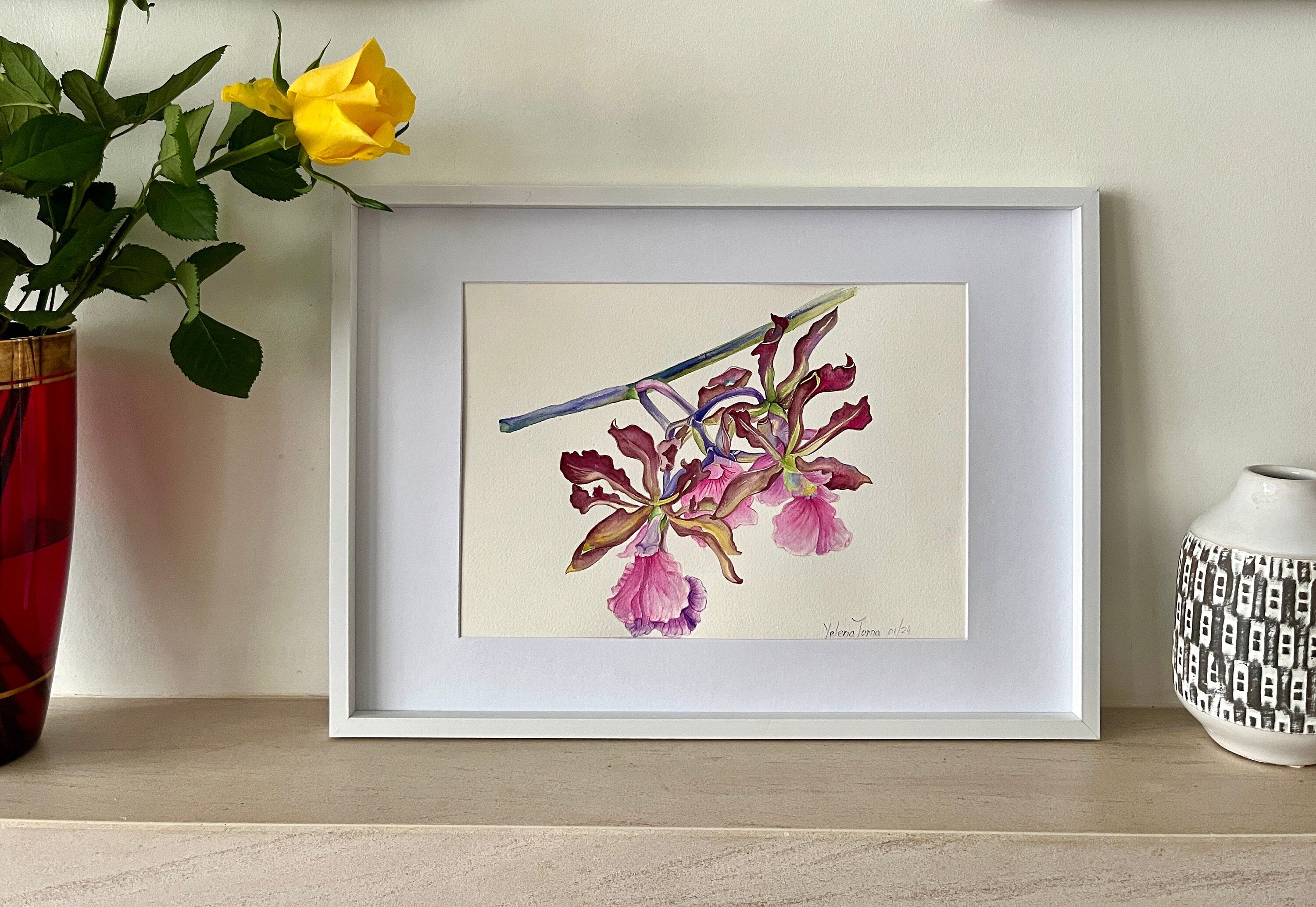 Original Watercolour Painting, A4, Rose, Botanical Impressionist, Gift ...