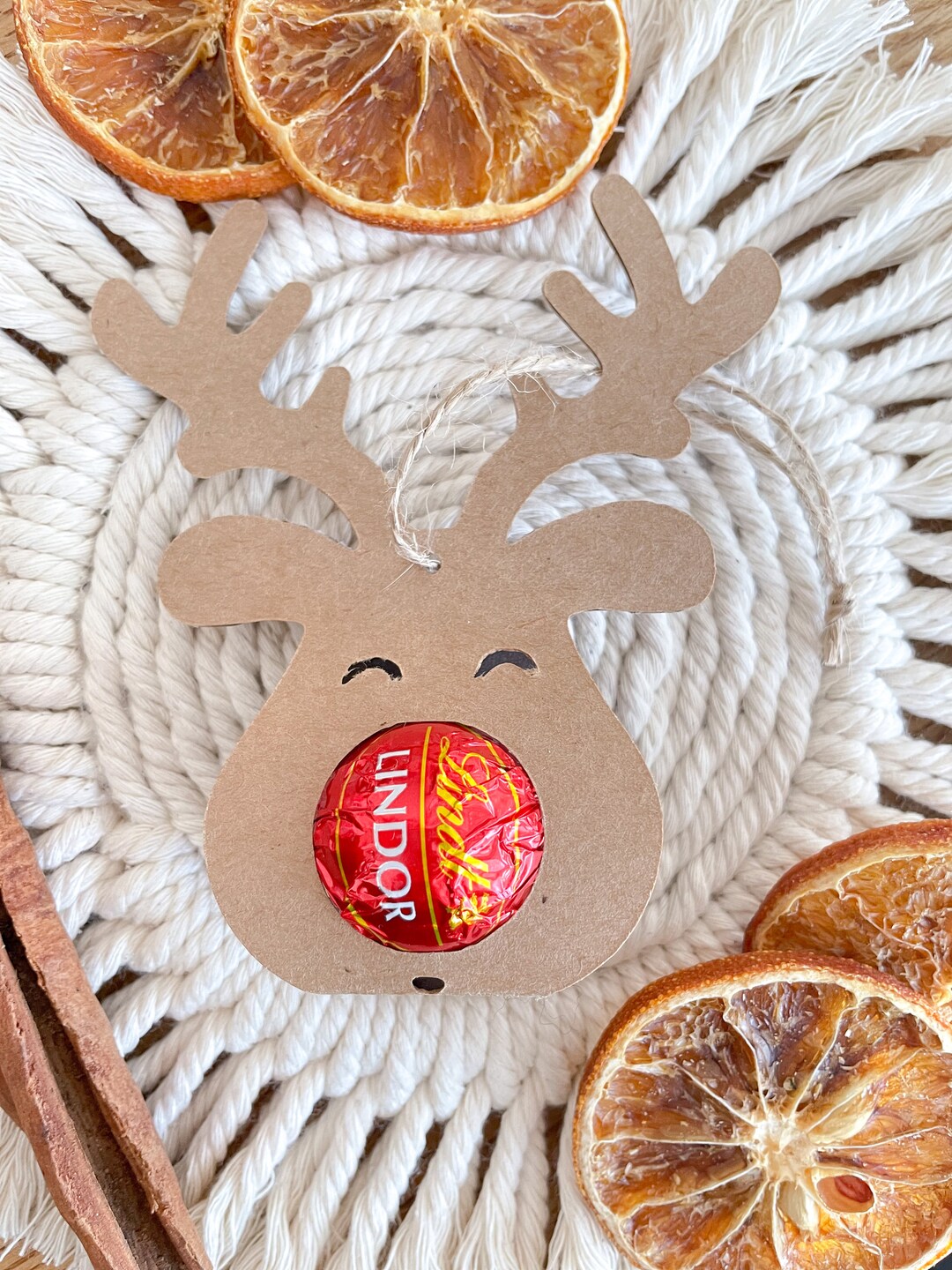 Gift Tag Reindeer With Chocolate as a Nose Special Christmas - Etsy UK